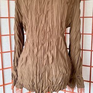 Apostrophe | Tops | Apostrophe Stretch Sheer Crinkle Blouse | Poshmark